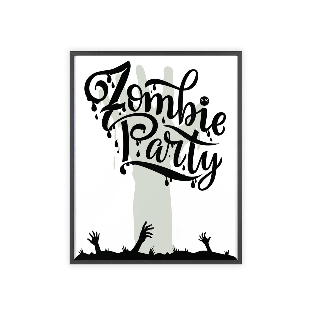 Zombie Party Poster - Halloween Party Wall Art Decor, Halloween Home ...