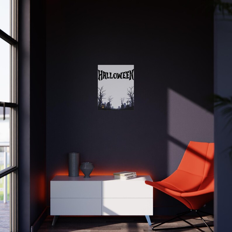 Halloween Home Decor, Graveyard Poster Art, Cemetery Wall Decor ...