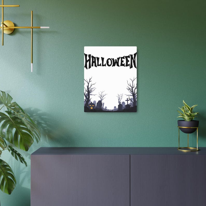 Halloween Home Decor, Graveyard Poster Art, Cemetery Wall Decor ...