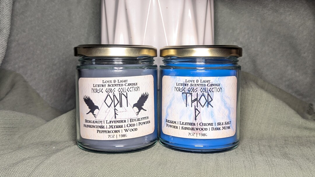 7 Oz. Odin, Thor, Loki and Heimdall Candles: Norse Gods Collection - Etsy