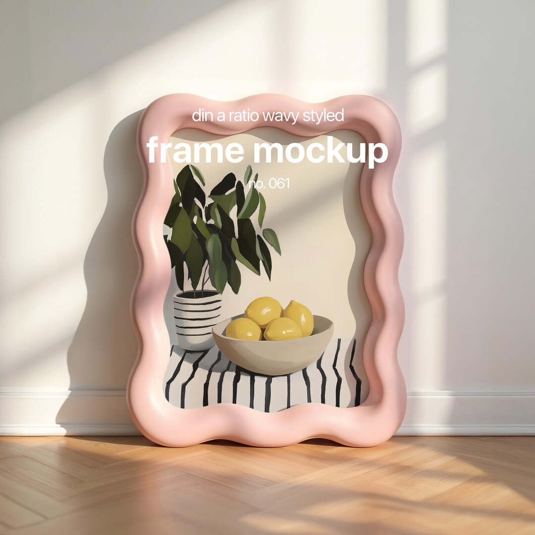 Wavy Border Frame Mockup, Din A Colorful Frame Mockup, Pink Poster ...
