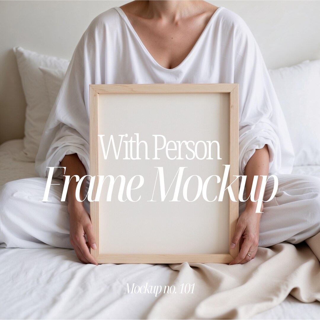 Frame Mockup With Person, 4x5 Ratio Frame Mockup for Poster Display ...