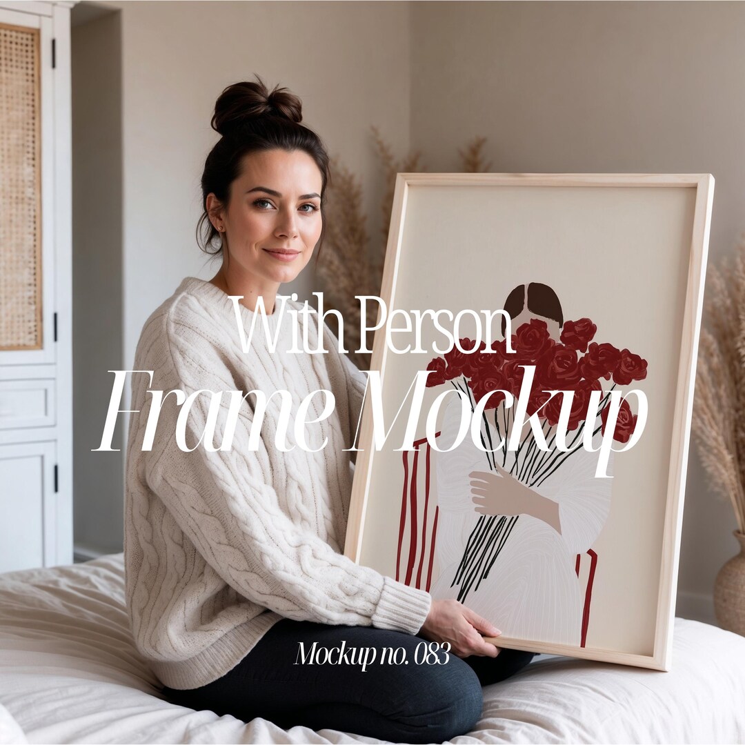 Frame Mockup With Person, Din A Mockup Frame With Person, Wood Frame ...