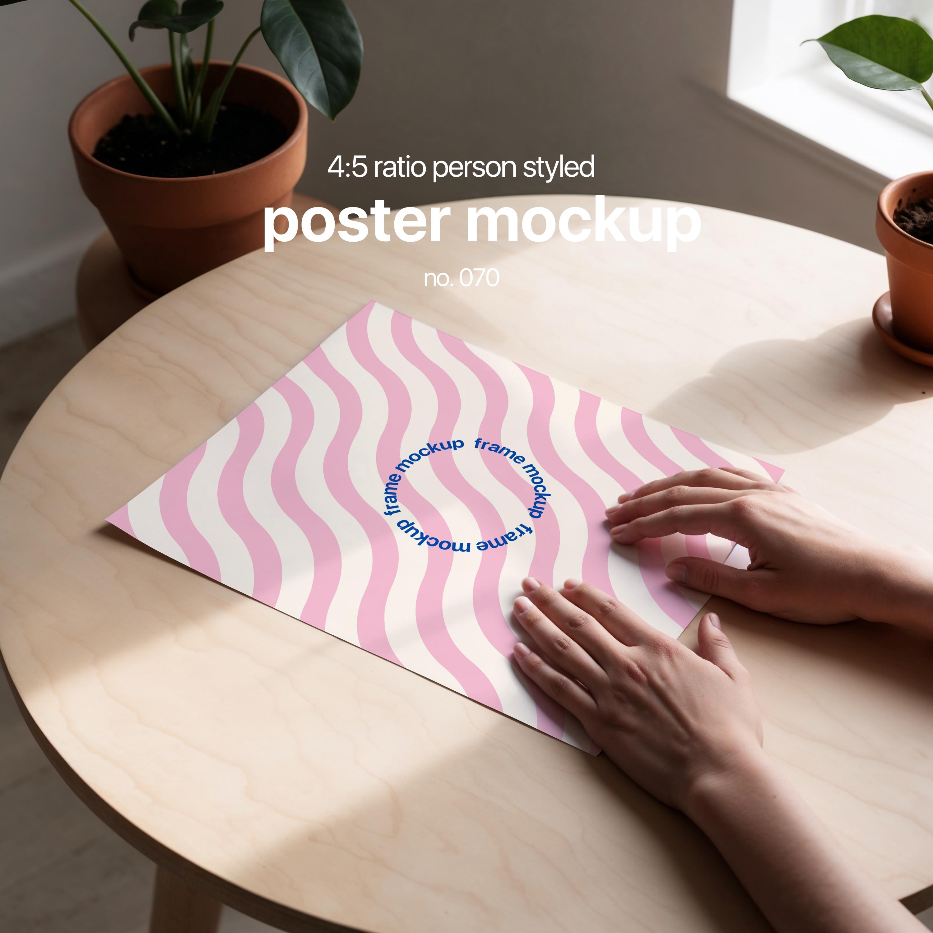 4x5 Ratio Poster Mockup, Poster Mockup With Person, Person Holding ...