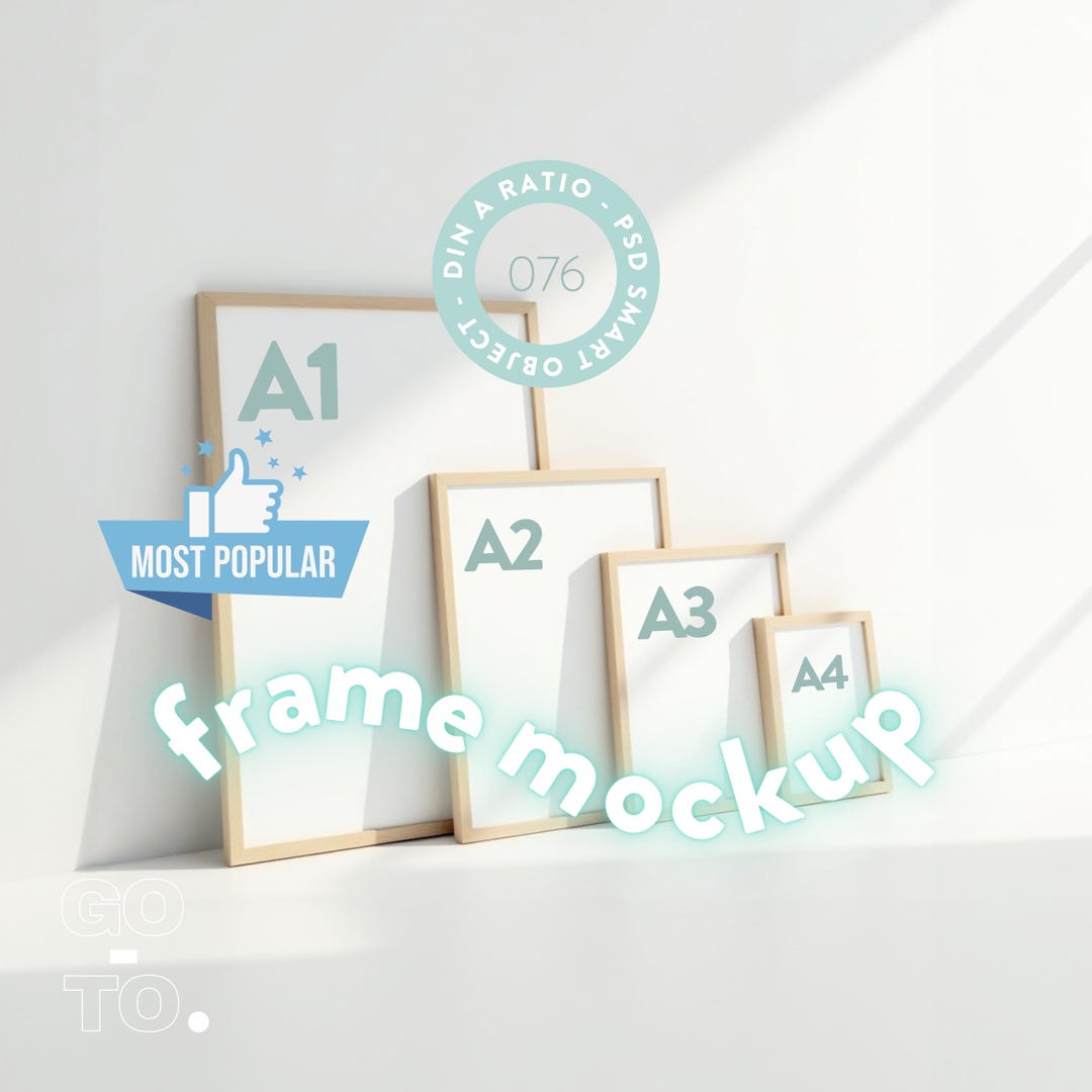 Wall Art Size Guide Mockup With Din A Frames, Wall Art Size Chart Frame ...