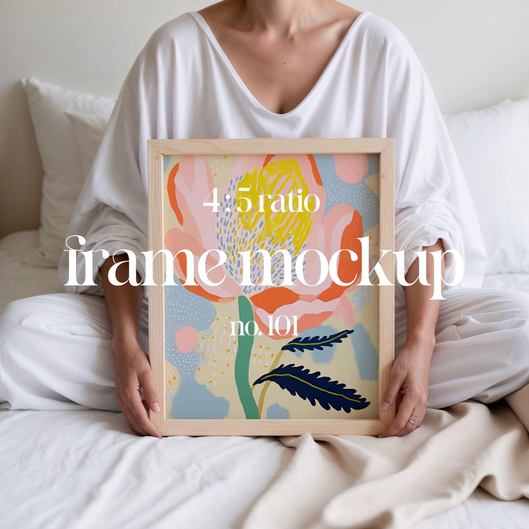 Frame Mockup With Person, 4x5 Ratio Frame Mockup for Poster Display ...