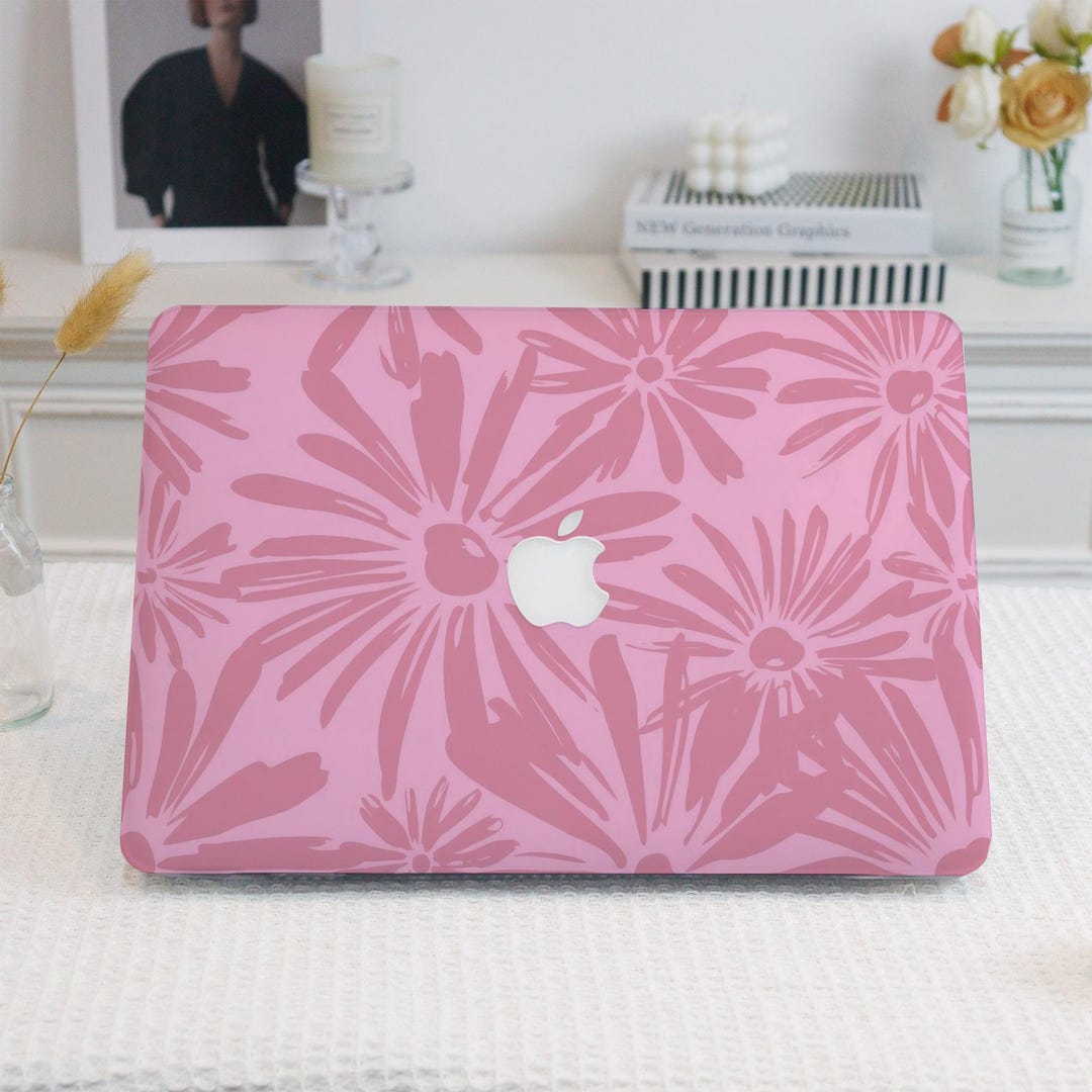 Stylish Monochromatic Pink Floral Print MacBook Case for Macbook12,macbook Ret15/13,air15/13 ...