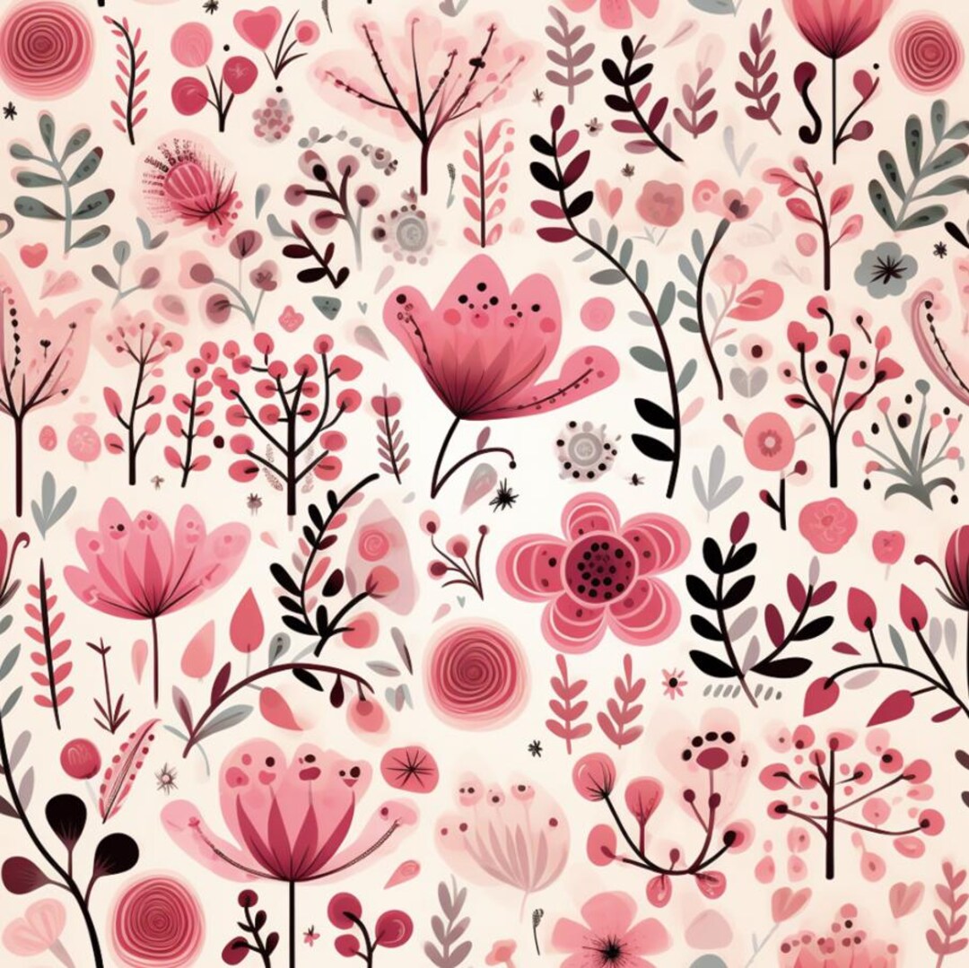 Pink Floral Pattern Fabric Cotton Fabric 100% Cotton Fabric Quilting ...