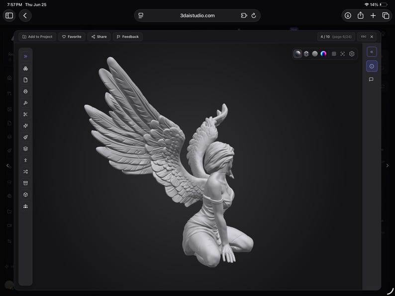 Fallen Angel Sculpture 3D STL File: Winged Goddess 3D Printing Model ...