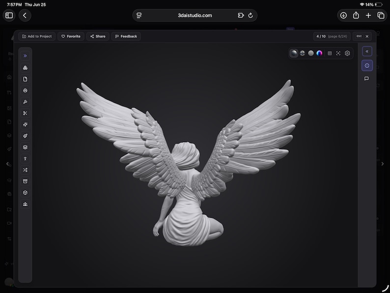 Fallen Angel Sculpture 3D STL File: Winged Goddess 3D Printing Model ...