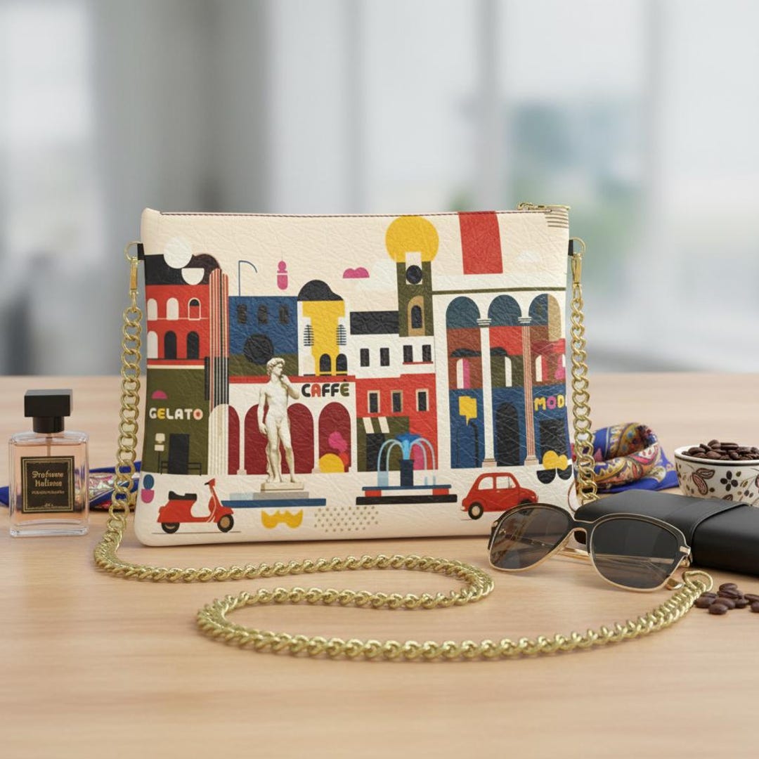 Hand Made Leather Crossbody | Modern Purse With Gold Chain | Moda Caffe ...