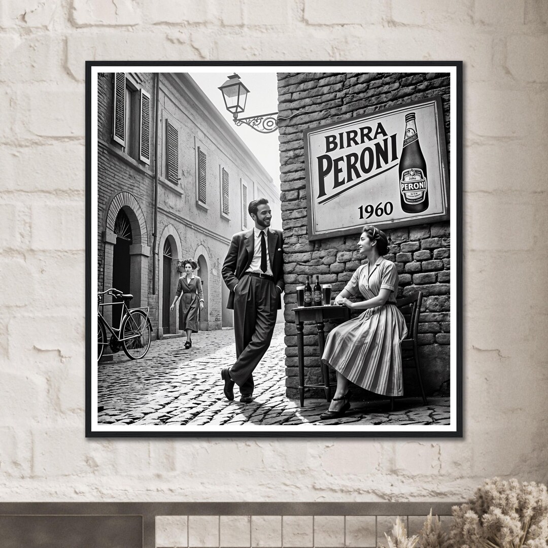 Vintage Peroni Beer Poster Art - Framed Milan Street Photo - Italian ...