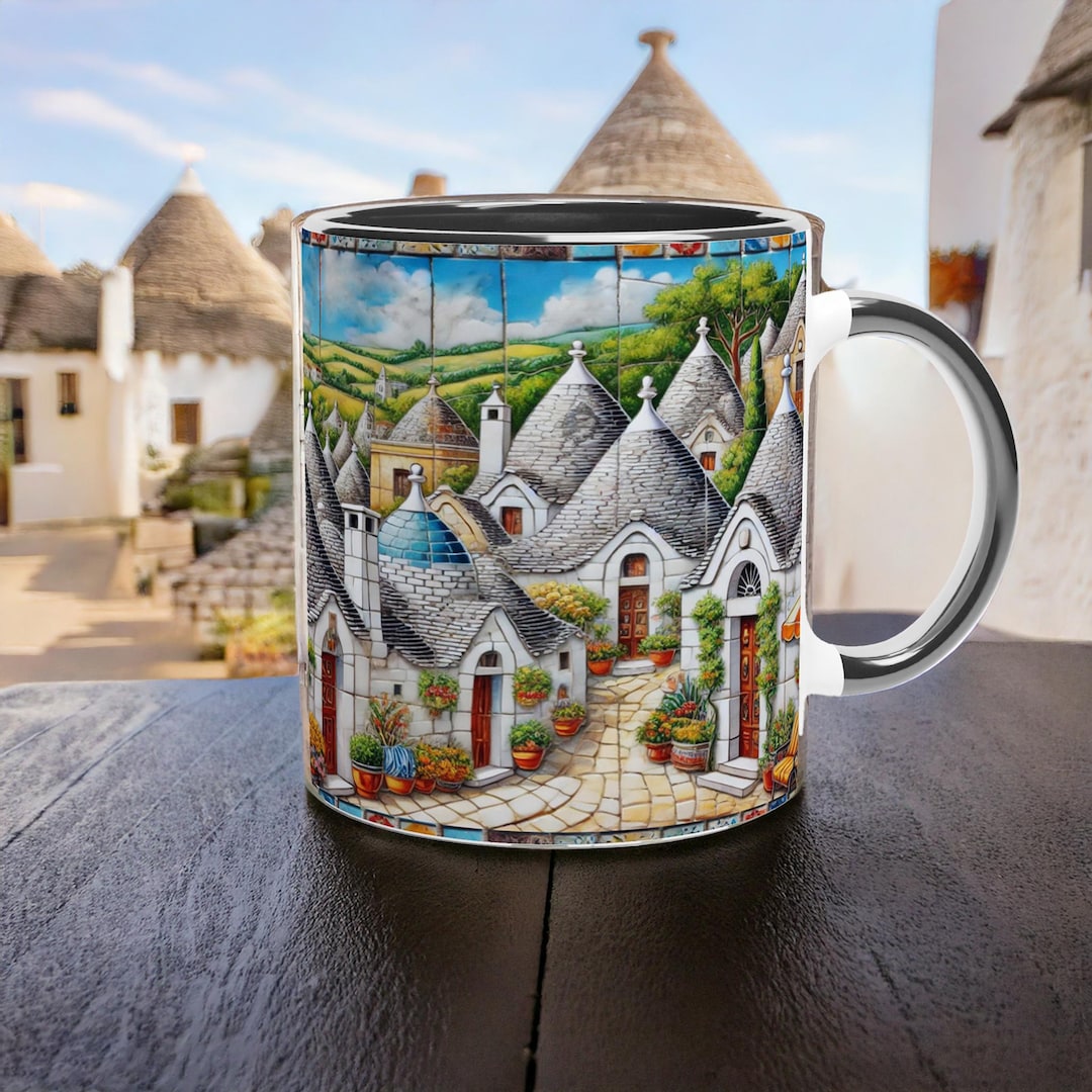 Puglia Alberobello Trulli Houses 11oz Ceramic - Mosaic Tile Art ...