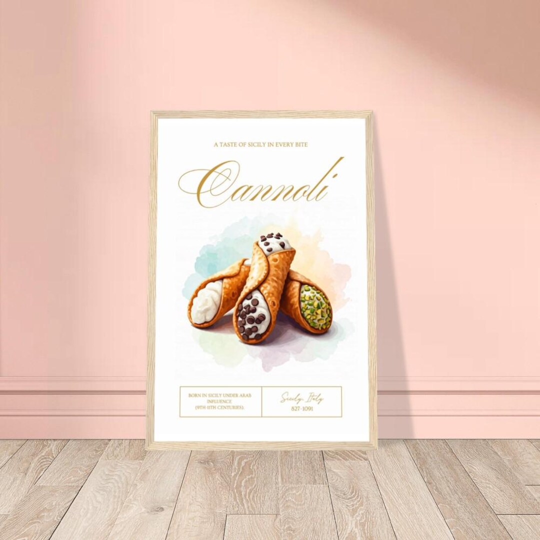 Sicilian Cannoli Illustration Semi-glossy Paper Wooden Framed Wall Art ...
