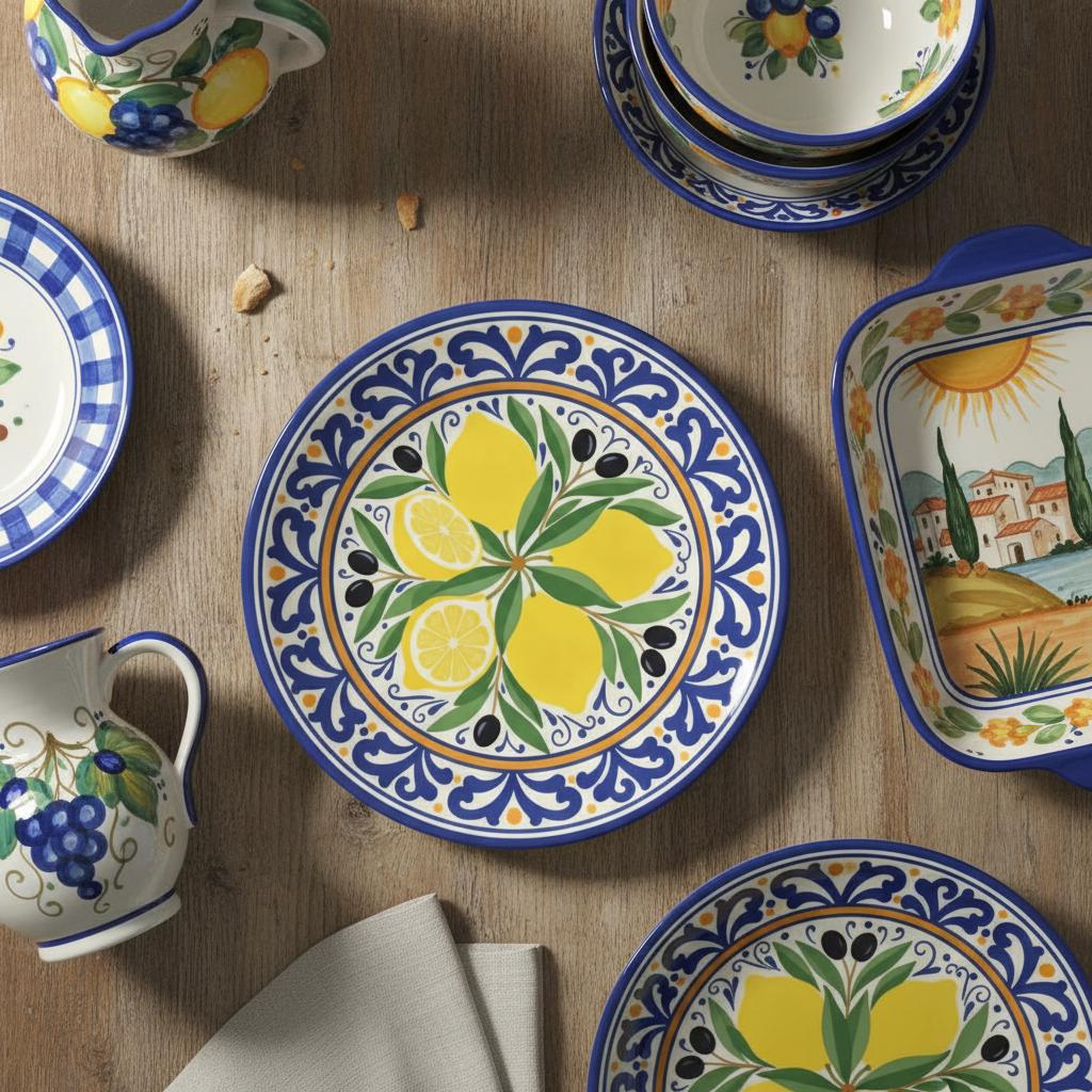 Italian Style Lemon & Tuscan Medallion Bone China Plates ...