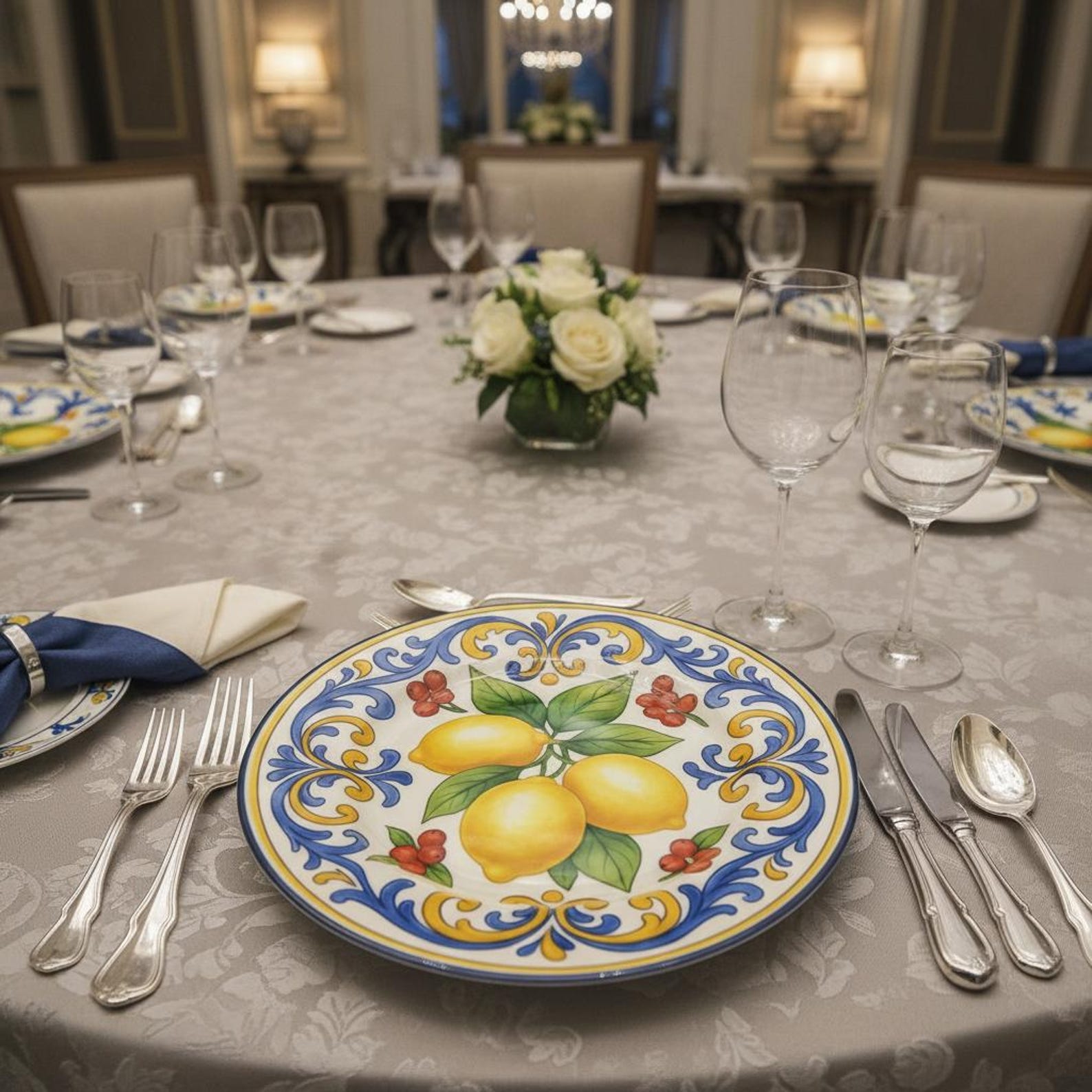Italian Style Lemon & Tuscan Medallion Bone China Plates ...
