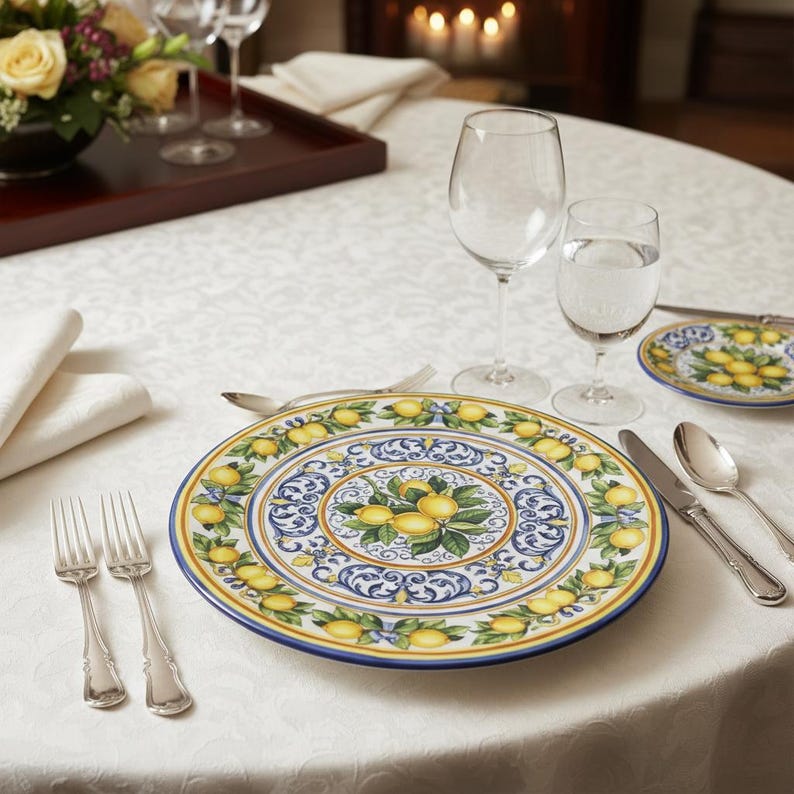 Amalfi Lemon Bone China Dinner Plate – Italian Majolica Dinnerware ...