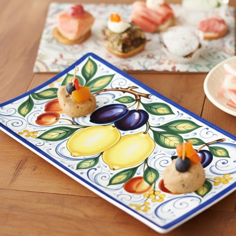 Positano Amalfi Fruit White Clay Tray – Italian Majolica Serving ...