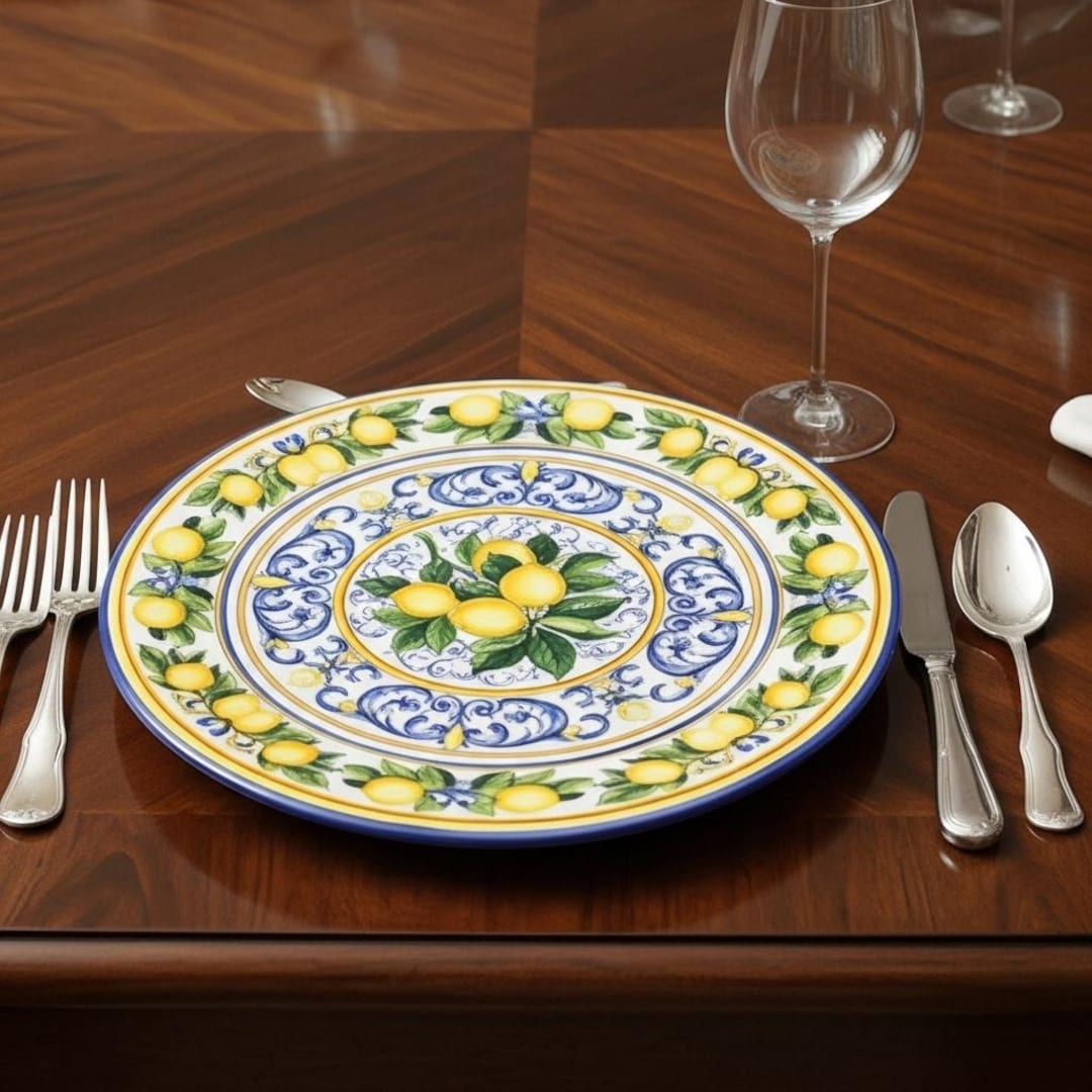 Amalfi Lemons Bone China Dinner Plate – Italian Majolica Dinnerware ...