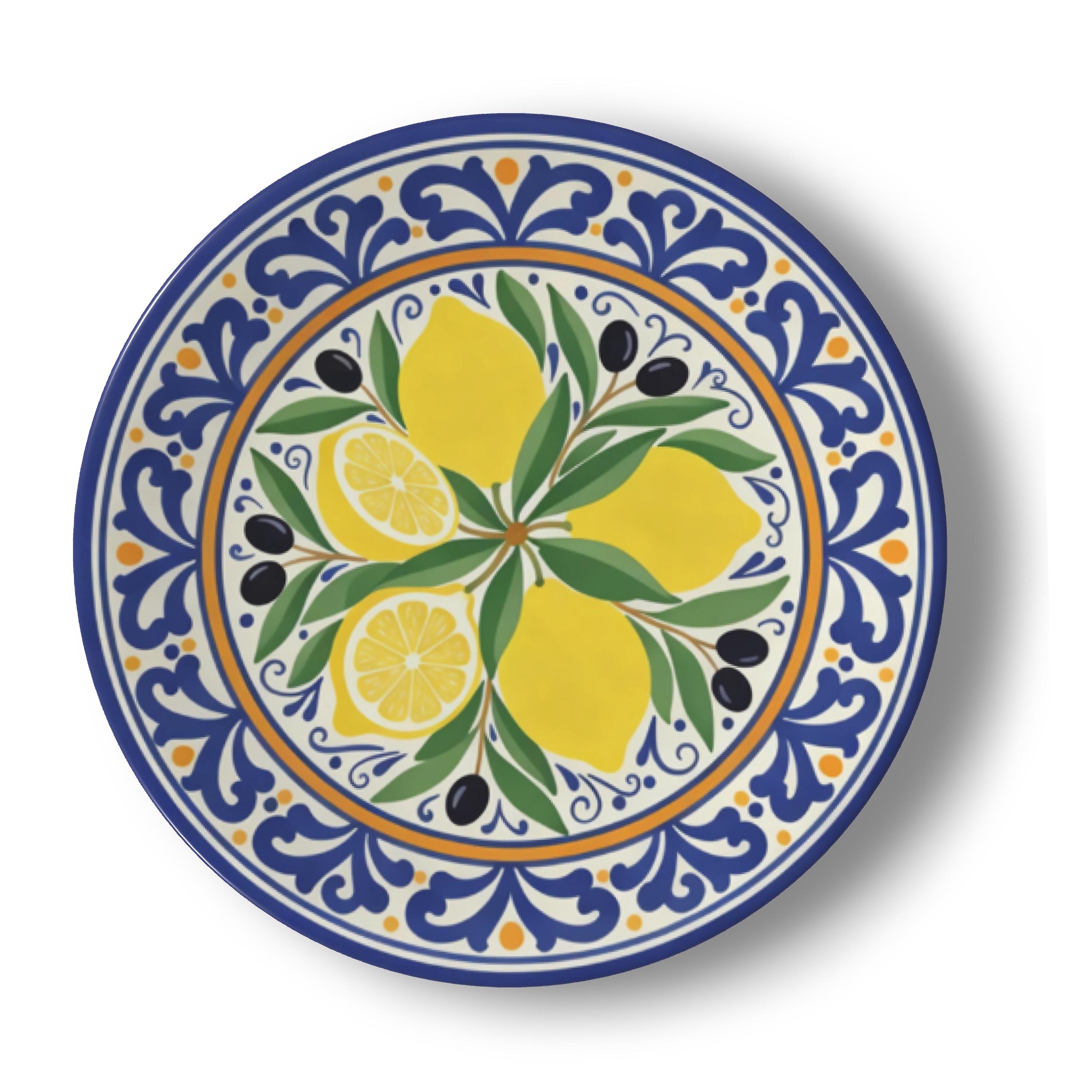 Italian Style Lemon & Tuscan Medallion Bone China Plates ...