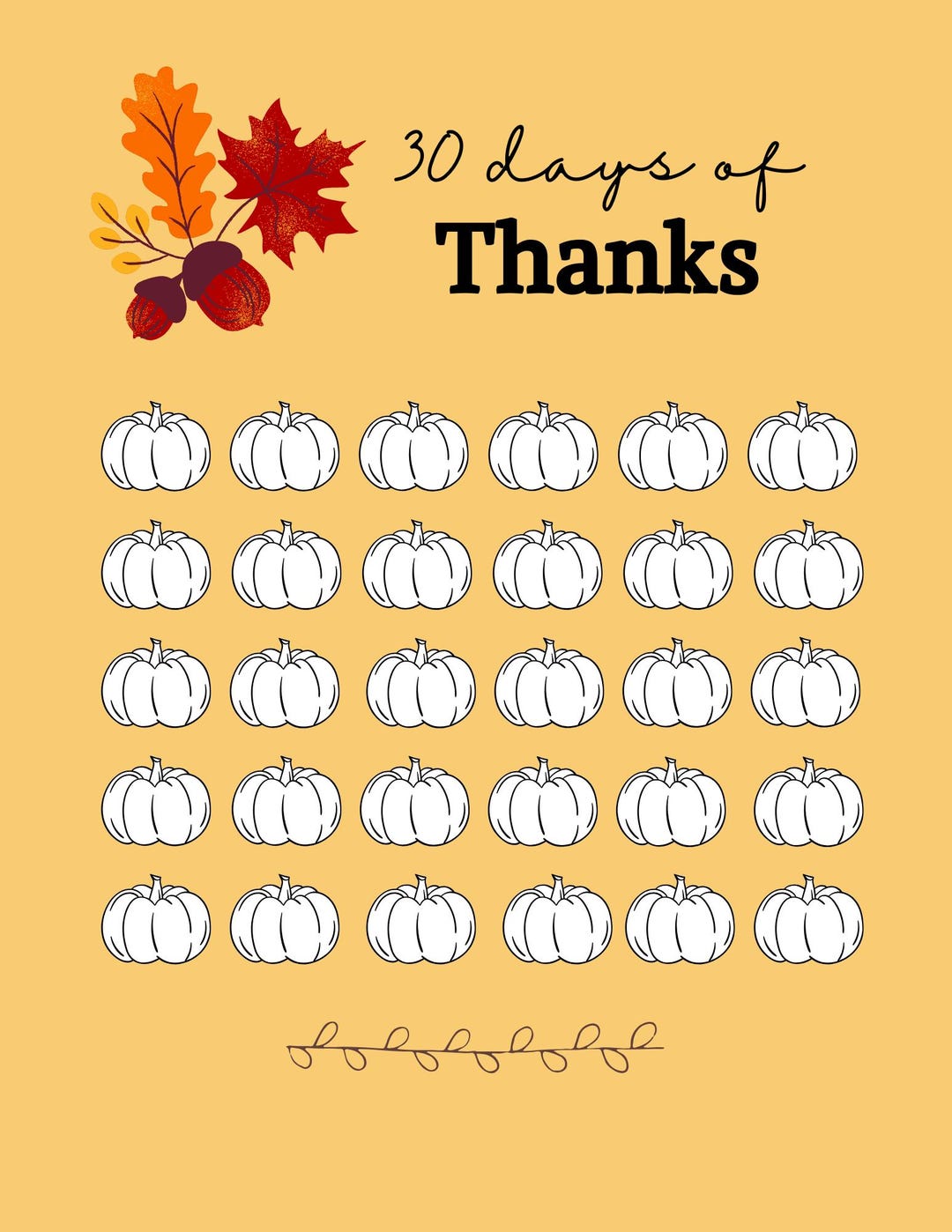 30 Days of Thanks, 30 Days of Gratitude, Thankful Chart Log, Tradition ...