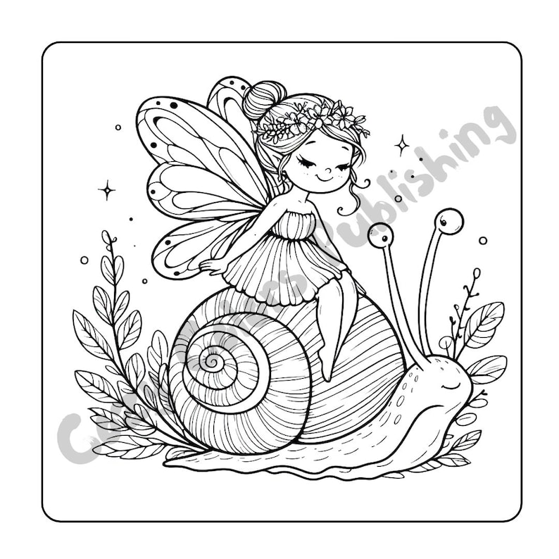 Fairy Whimsical Coloring Book, Fairytale Coloring Pages, Relaxing Cute ...