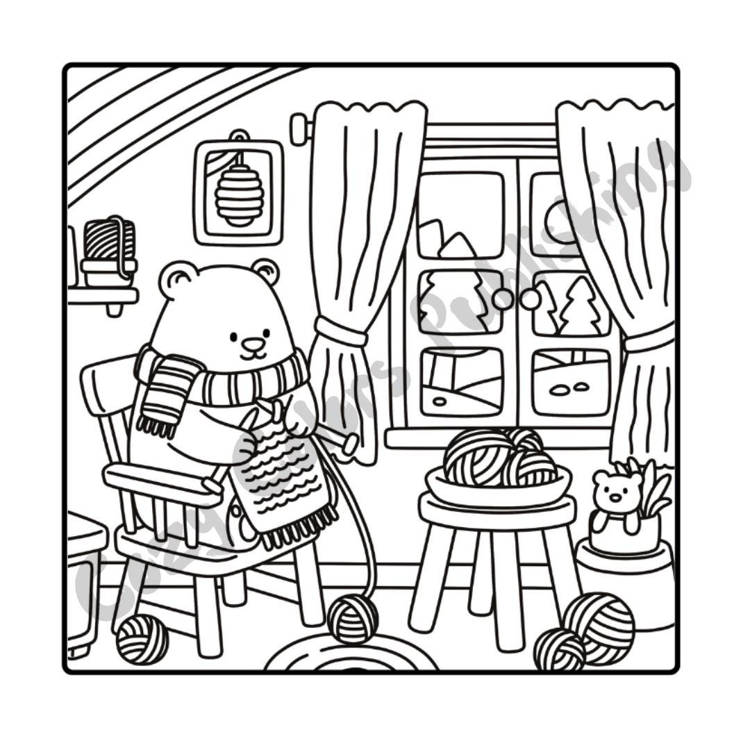 Cute and Cozy Relaxing Coloring Book, Cozy Girly Coloring Pages, Animal ...