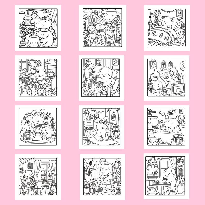 Cute and Cozy Relaxing Coloring Book - Etsy