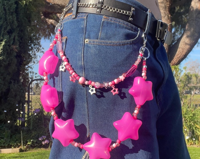 Hot Pink Star Kandi Belt Chain - Etsy