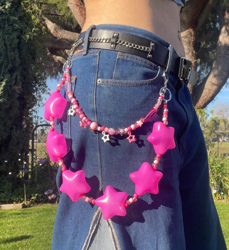 Hot Pink Star Kandi Belt Chain - Etsy