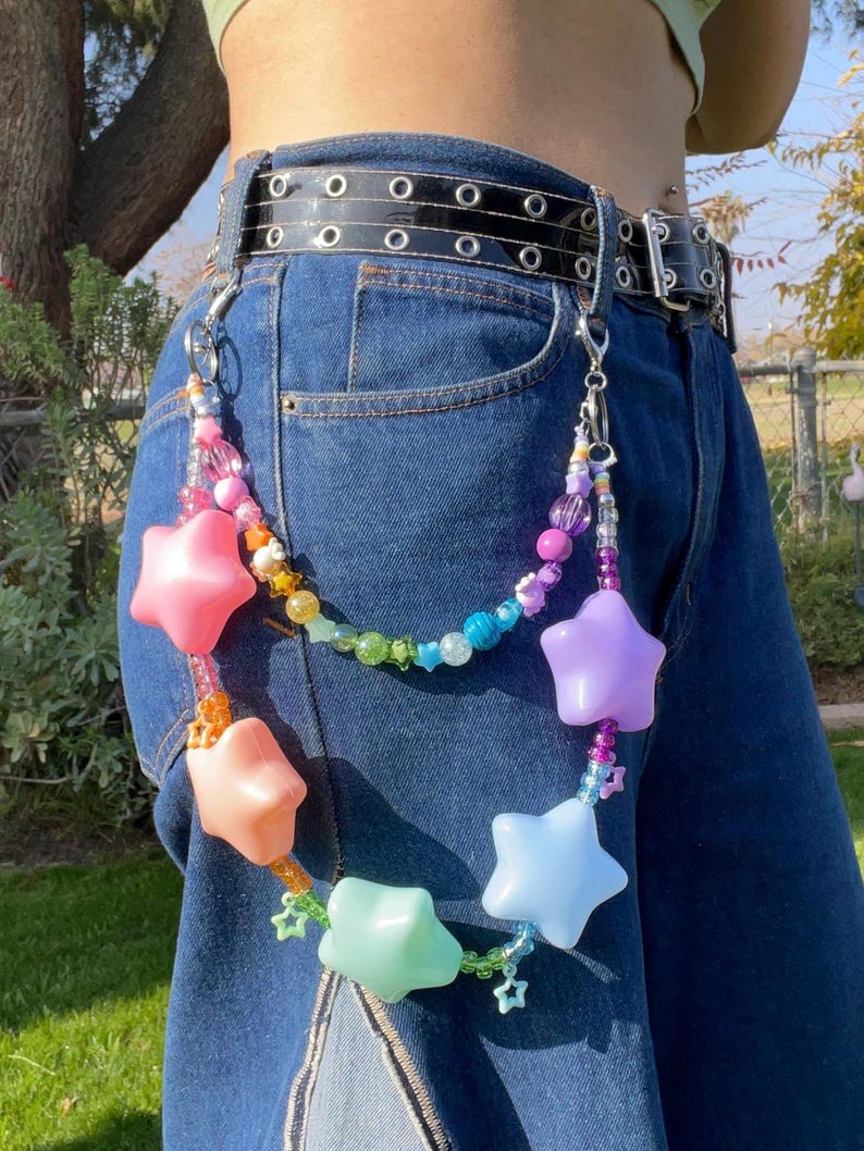 Pastel Rainbow Star Kandi Belt Chain - Etsy