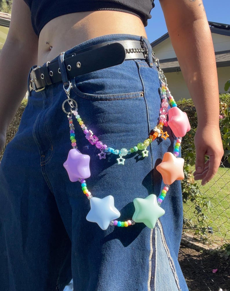Pastel Rainbow Star Kandi Belt Chain - Etsy