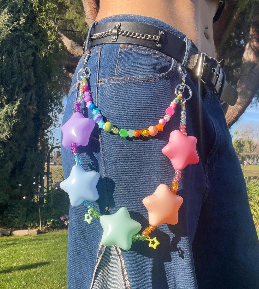 Pastel Rainbow Star Kandi Belt Chain - Etsy