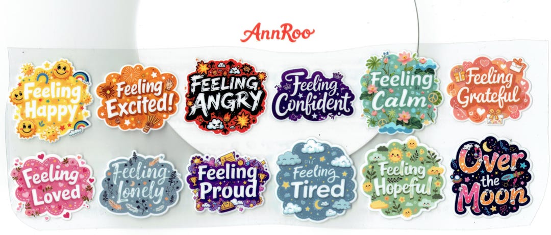 Emotion Stickers Set of 12 Graffiti Mood Waterproof Stickers Journal ...