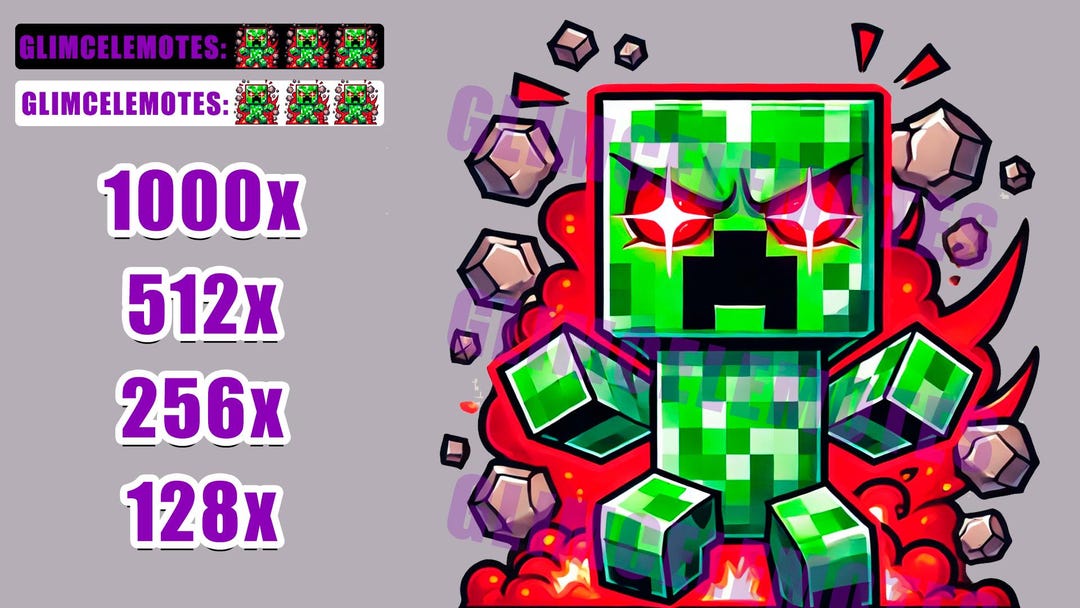 Explosive Creeper Chibi Emote Angry Chibi-style Pixel Character for ...
