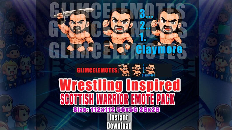 Wrestling Emote Scottish Warrior - Chibi Emote for Twitch, Youtube and ...