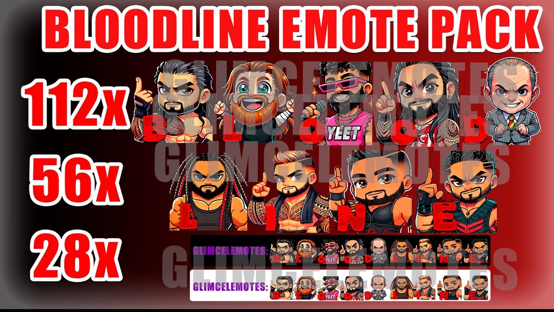 WWE BLOODLINE 9 Emote Pack Chibi Wrestling Emotes for Twitch, Youtube ...