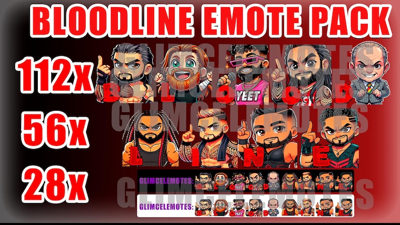 WWE BLOODLINE 9 Emote Pack Chibi Wrestling Emotes for Twitch, Youtube ...