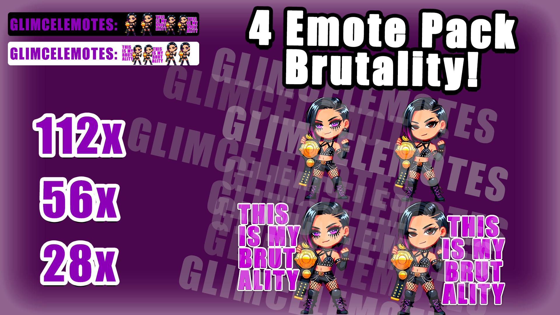 WWE Brutality Rhea 4 Emote Pack - Wrestling Twitch Emotes Chibi Design ...