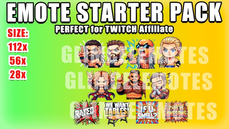 Emote Starter Pack - Chibi Wrestling - Perfect for New Twitch Affiliate ...