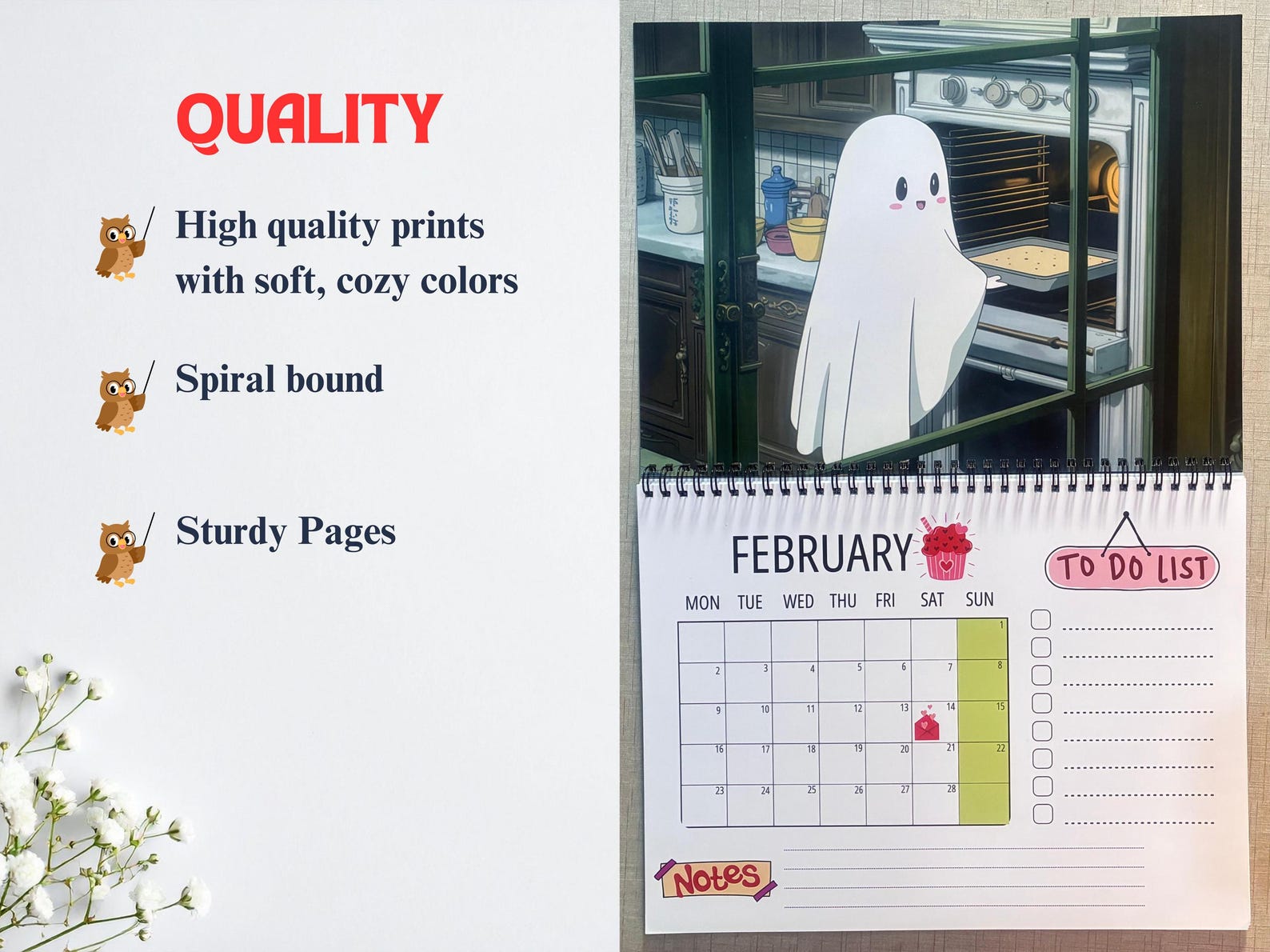 Ghost Calendar, Cottagecore Whimsical Art, 11" X 8.5" - Etsy