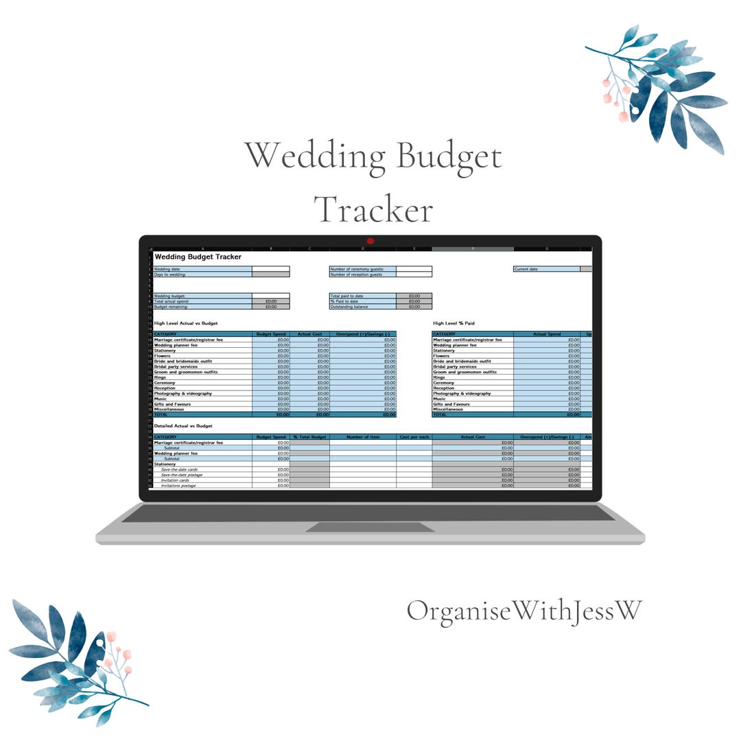 Wedding Budget Planner Excel Spreadsheet Wedding Tracker Budget Wedding ...
