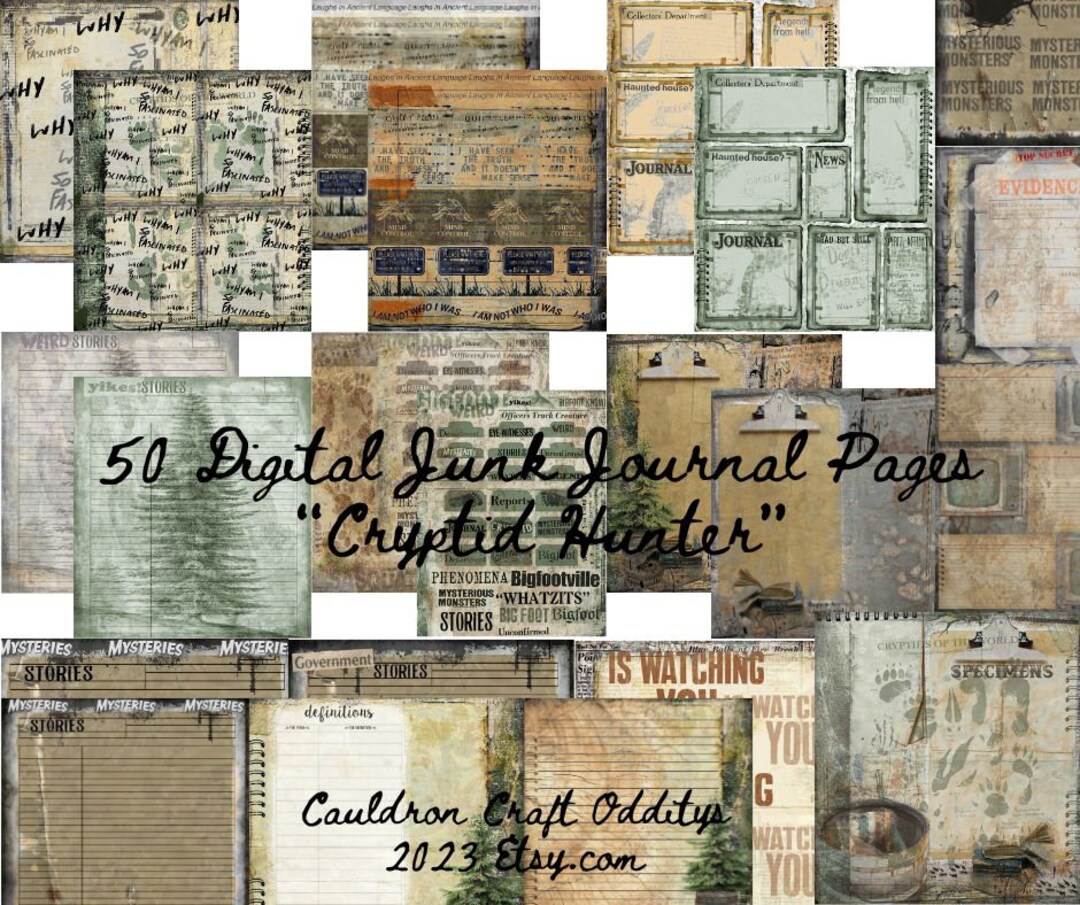 Cryptid Investigator Junk Journal Kit 50 Digital Pages of 100+ Graphics ...