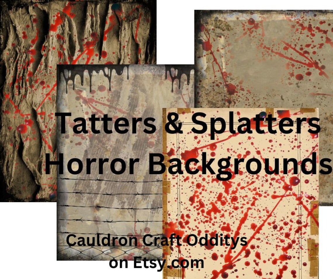 Tatters N Splatters 25 Horror Digital Background Pages for Scrapbook ...