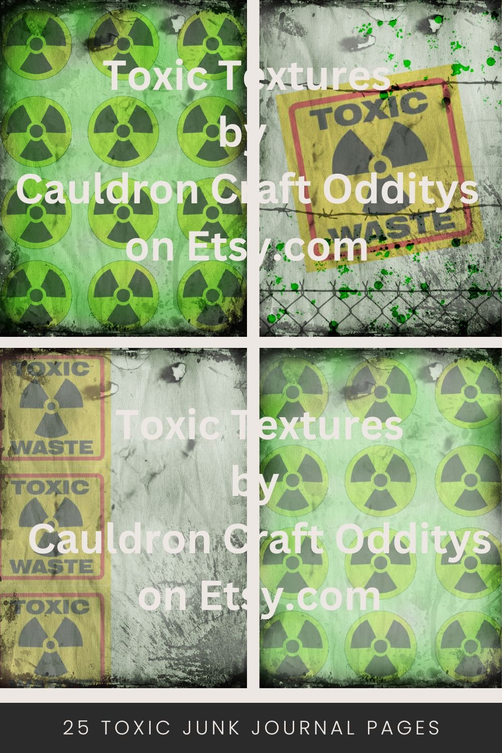 Toxic Green Radiation Background Pages Junk Journal Kit 25 Coordinating ...
