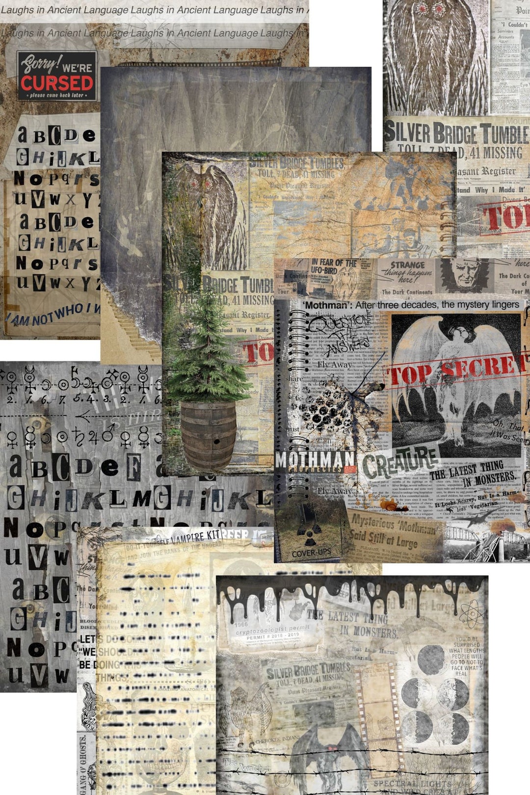 Mothman Cryptid Research Paranormal Investigator Junk Journal Kit 100 ...