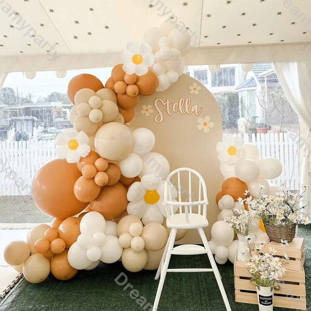 110pcs Boho Balloons Arch Kit - White, Sand, Cocoa & Daisy Balloons ...