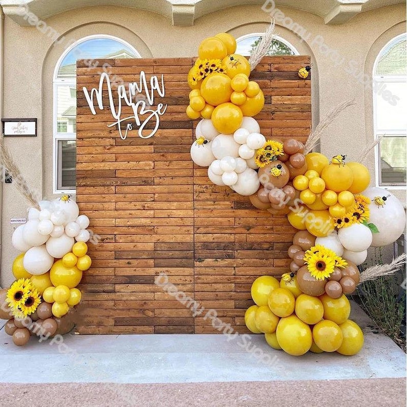 126pcs Bee Theme Balloons Garland Kit - Lemon, Sand & Caramel Boho ...