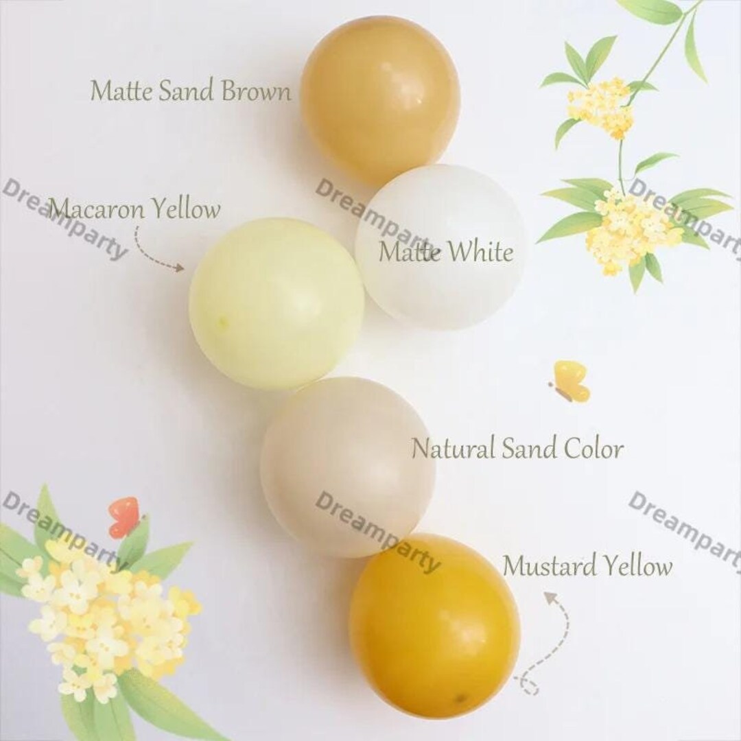 4-16ft Bee Day Party Balloon Garland Kit - Neutral Sand, White & Yellow ...