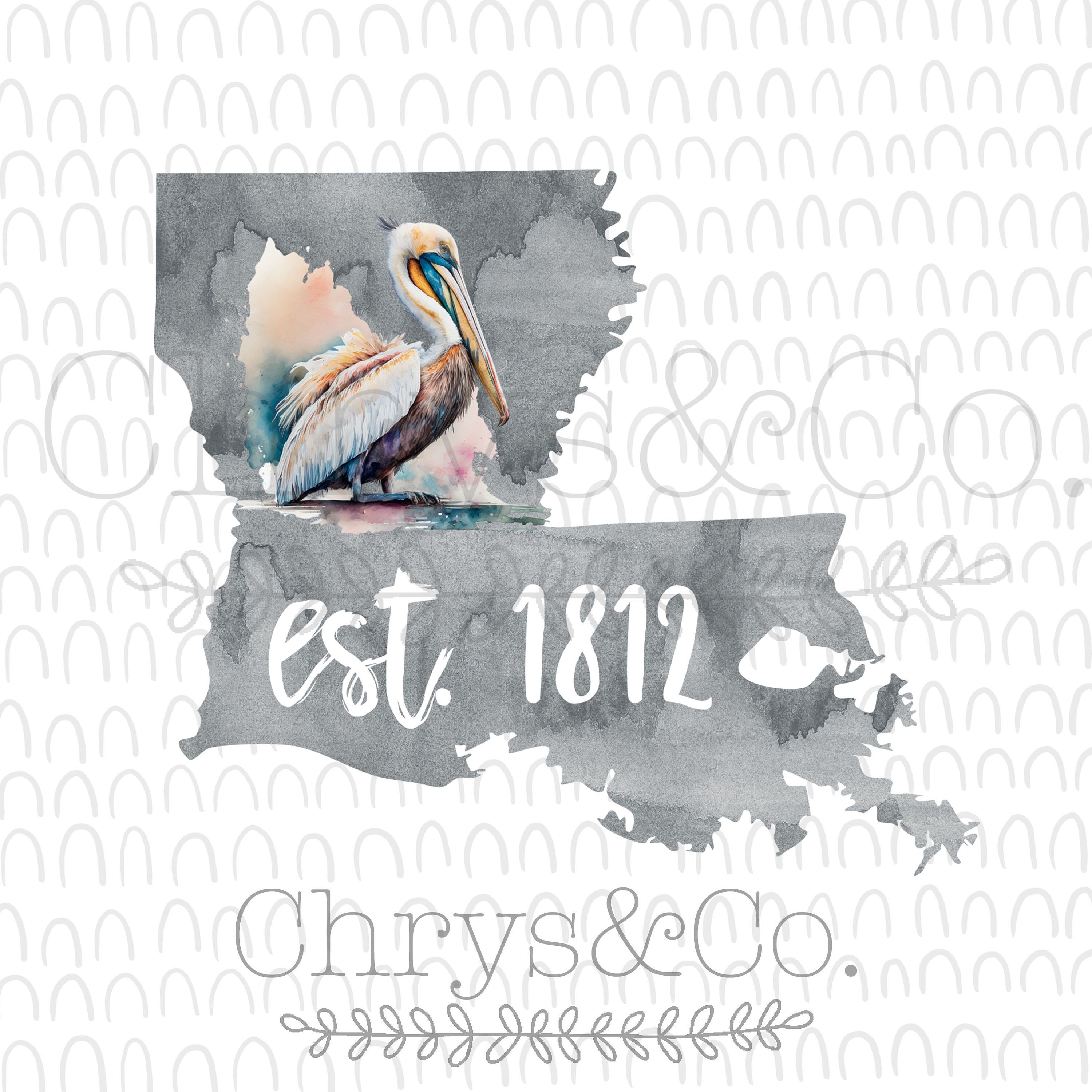 Pelican Louisiana State Est 1812 Water Color PNG File Digital Design ...